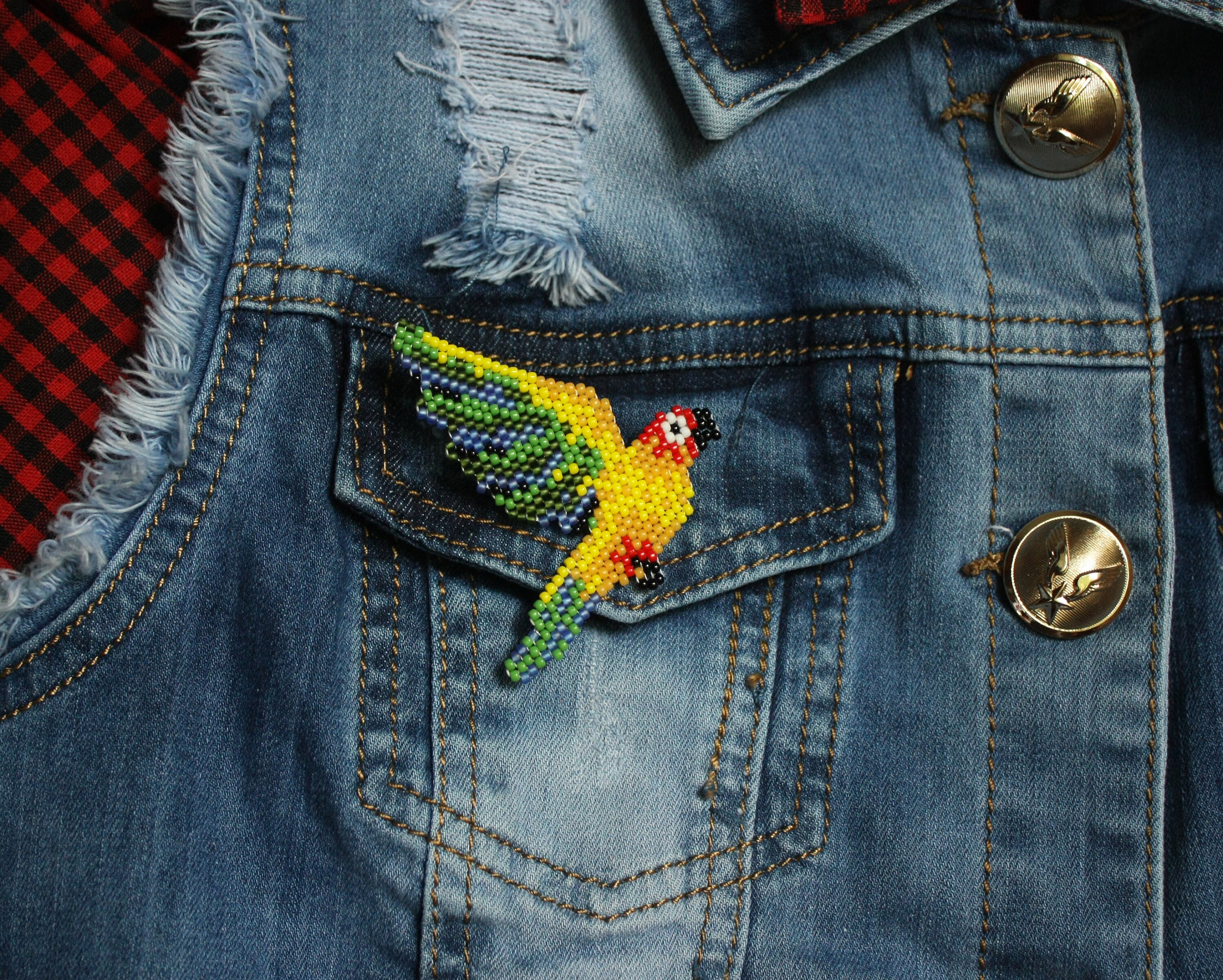 Beaded Brooch Wild Bird Brooch Handmade Parrot Badge Jewelry - Etsy