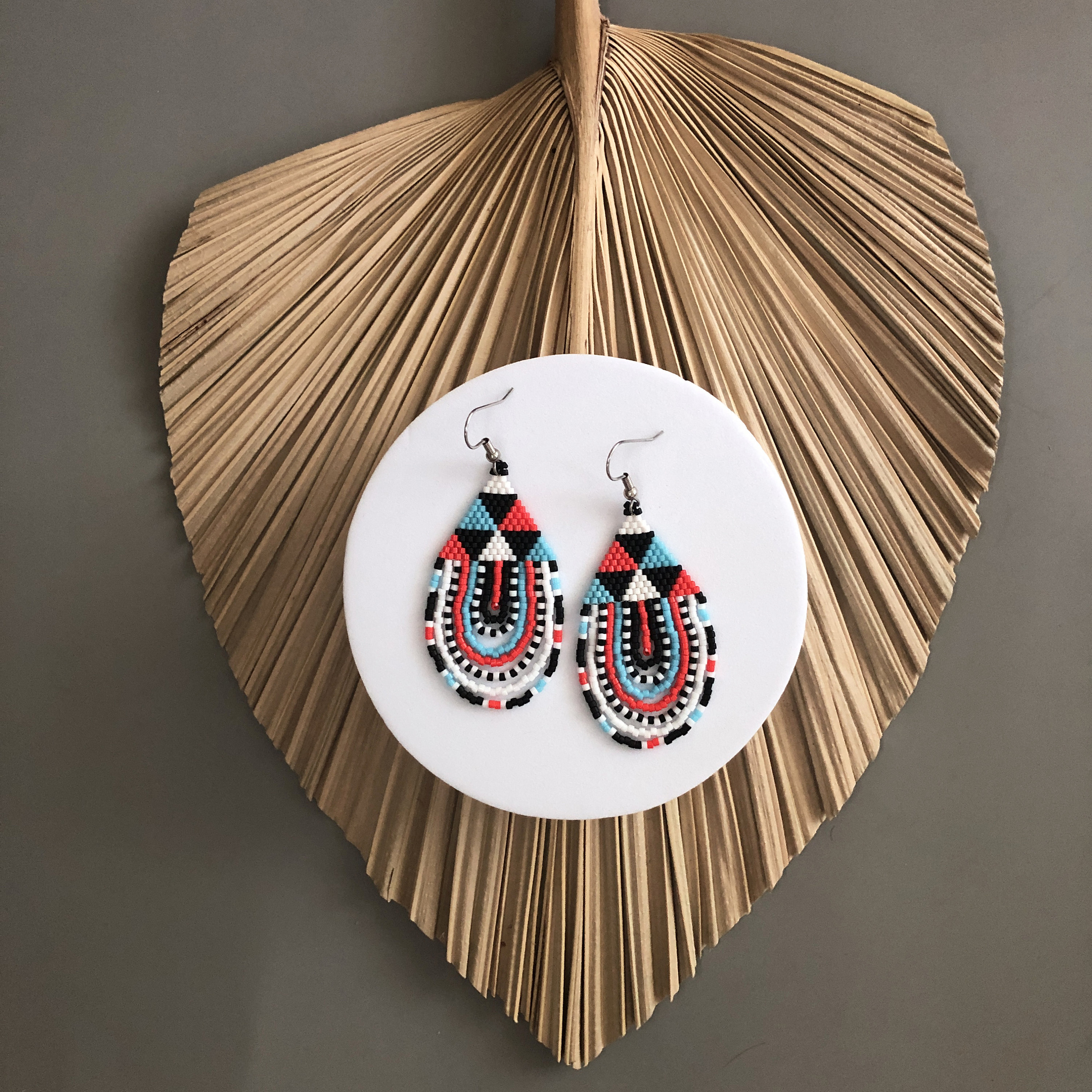 Geometric Modern Seed Bead Earrings Beaded Geometric Handmade Earrings ...