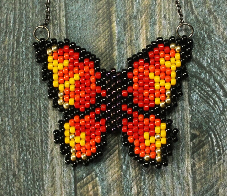 Seed Bead Necklace Butterfly Charm Necklace Everyday Small - Etsy