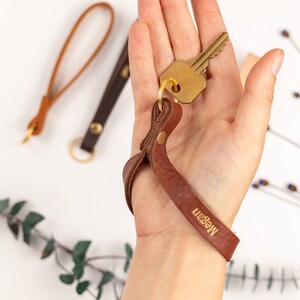 Custom Leather Keychain Wristlet Key Fob for Men Personalized Gifts for ...