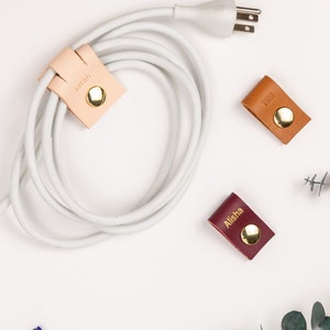 Flat End Leather Cord Holder SET of 3 [2 Small 1 Large] - Personalized ...