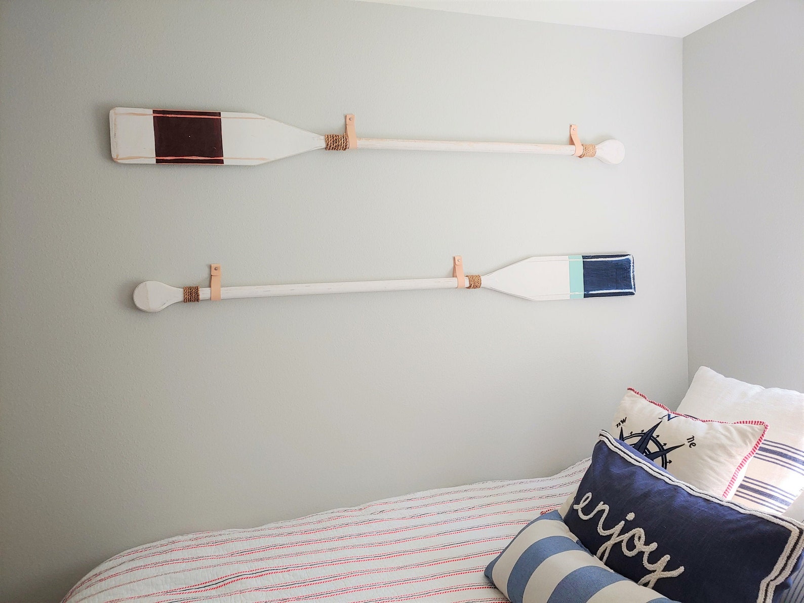 Leather Paddle Display Strap Wall Hanging Decor Horizontal Boat Oar ...