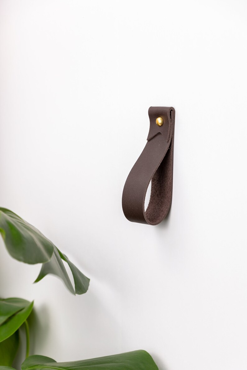 Leather wall hanging strap wall hook hanging storage home | Etsy