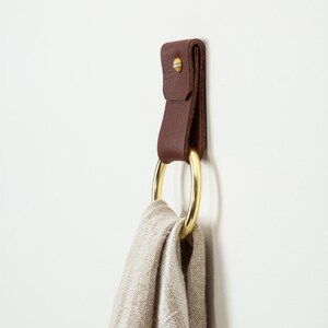 Small Wide Leather Wall Hanging Strap Towel Ring Hook Loop Bathroom or ...