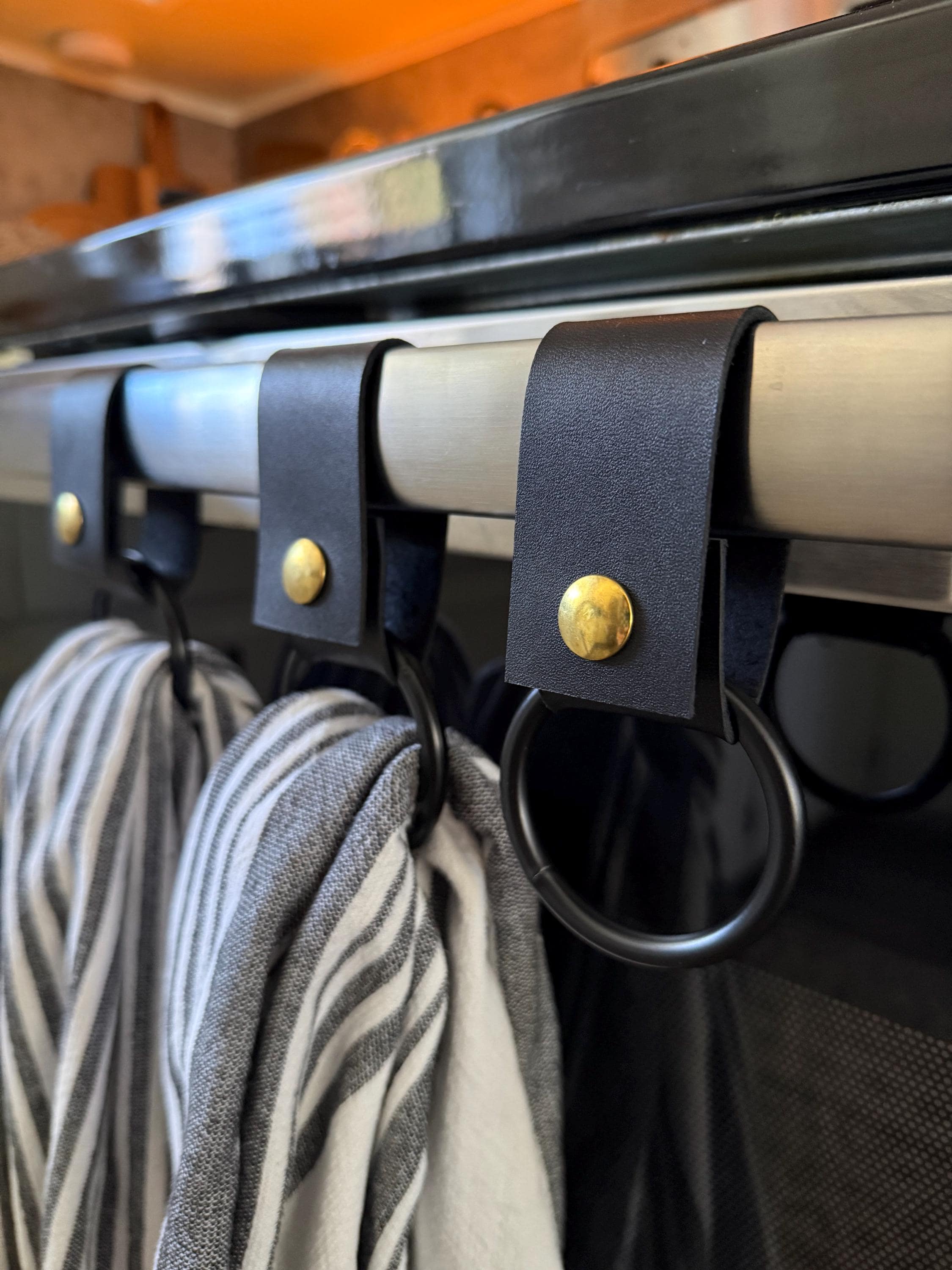 Wide Leather Oven Towel Ring Hugger for Tea and Dish Towels Perfect for ...