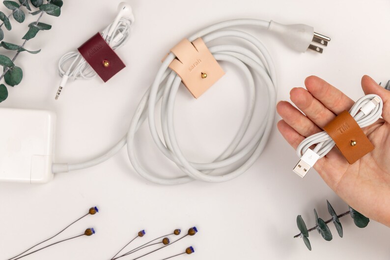 Flat End Leather Cord Holder SET of 3 2 Small 1 Large - Etsy