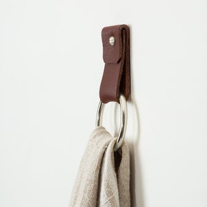 Hand Towel Holder Ring Leather & Brass Small Gold Modern Towel Hook ...