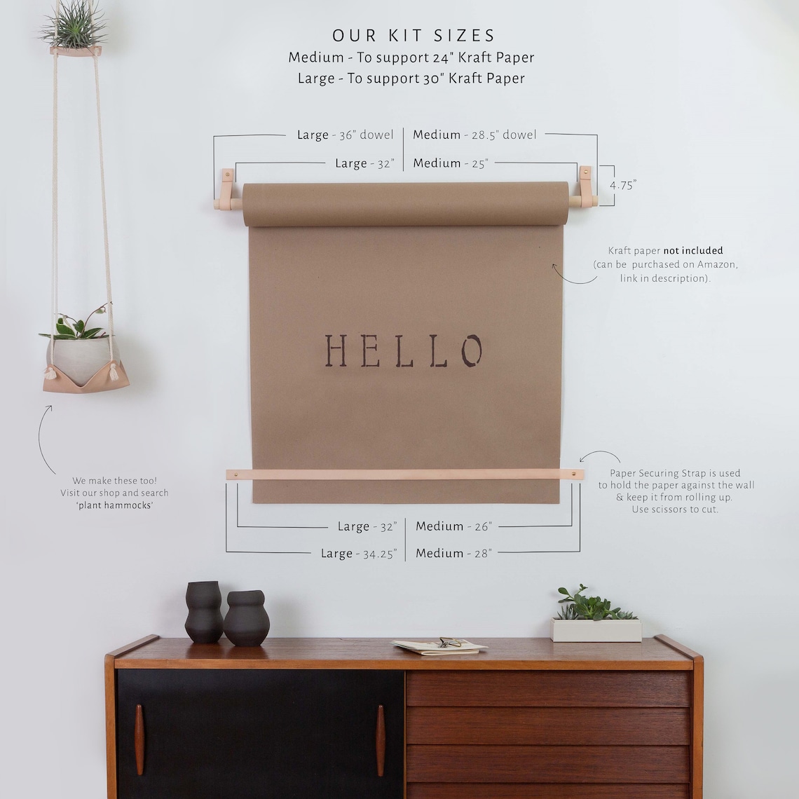 Butcher Paper Roll Dispenser Leather & Wood Kraft Paper Holder - Etsy