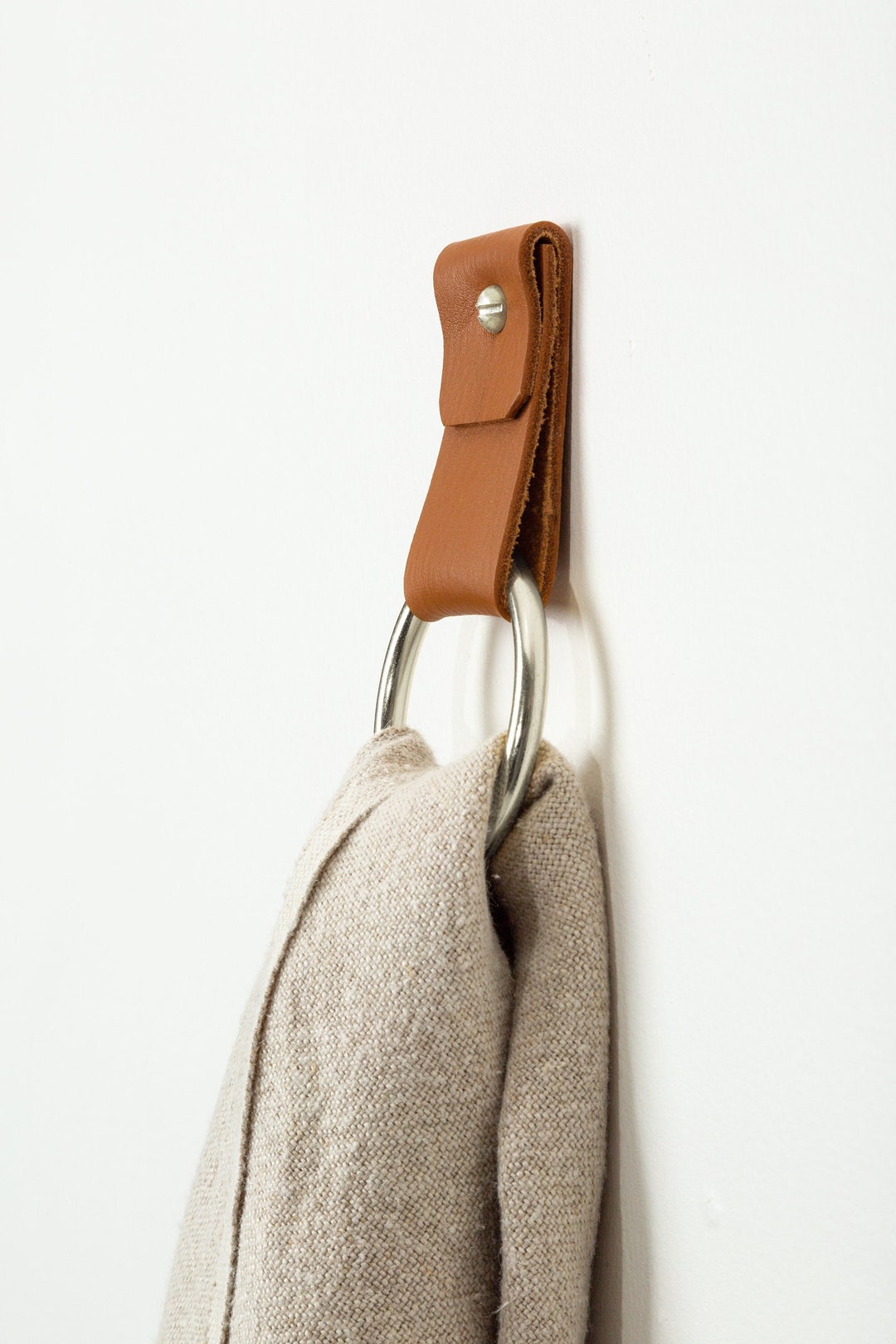 Hand Towel Holder Ring Leather & Brass Small Gold Modern Towel Hook ...