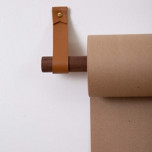Leather Kraft Paper Holder to Do List Large Parchment Paper Roll Hanger ...