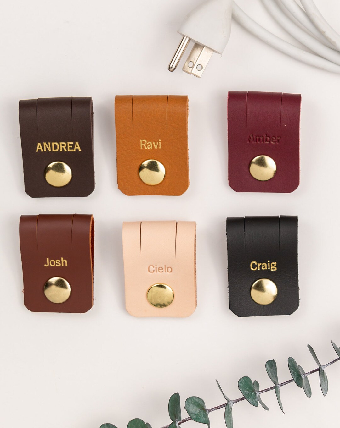 Personalized Leather Large Cord Keeper Cord Organizer for Laptop Cord ...