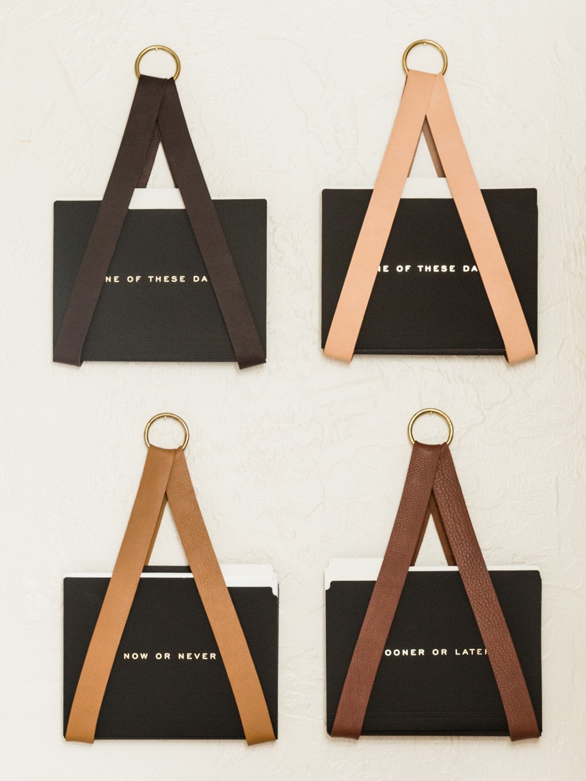 Leather hanging file storage organizer wall hung magazine rack | Etsy