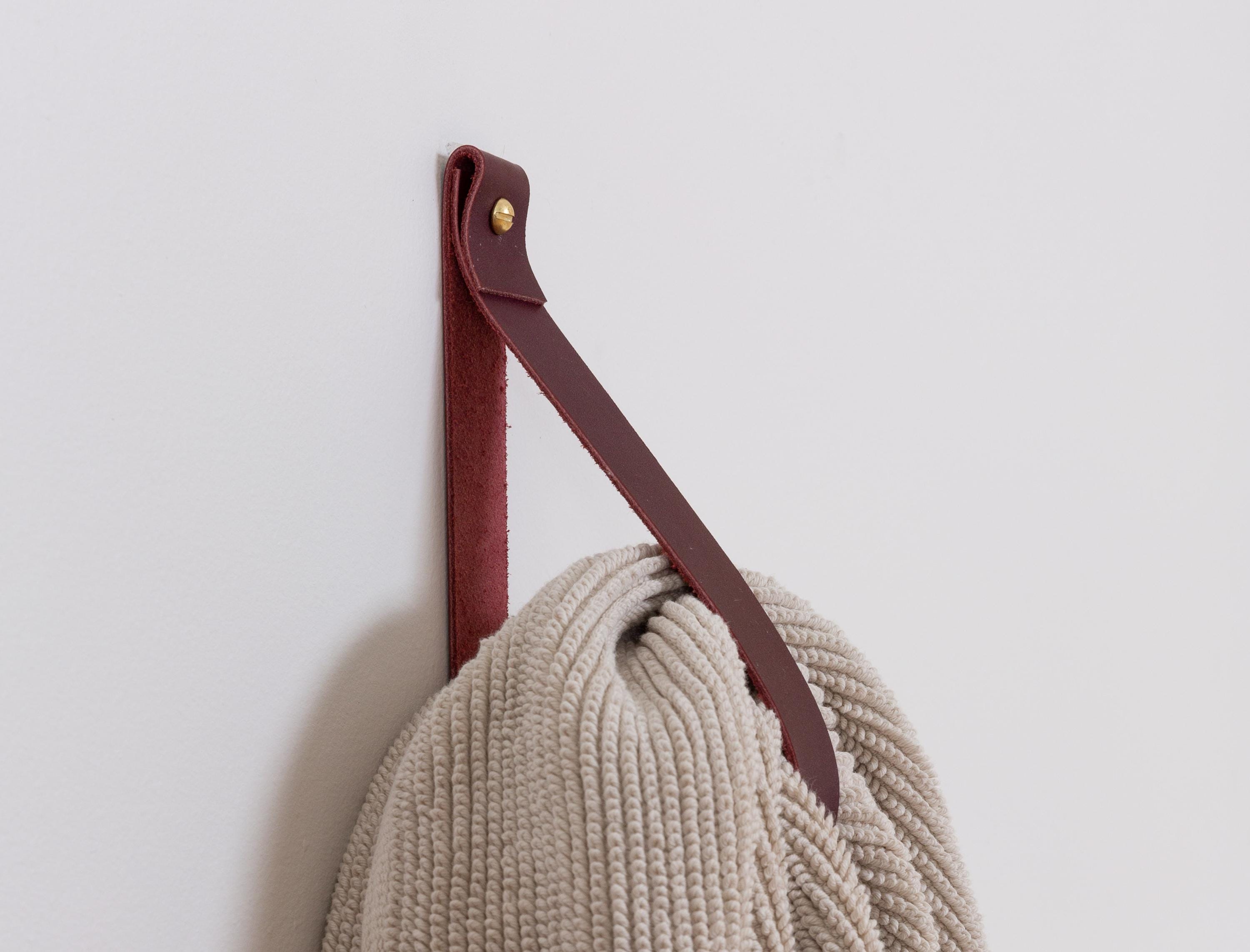 Large Minimalist Leather Display Strap Hanger for Bathroom Towel Holder ...