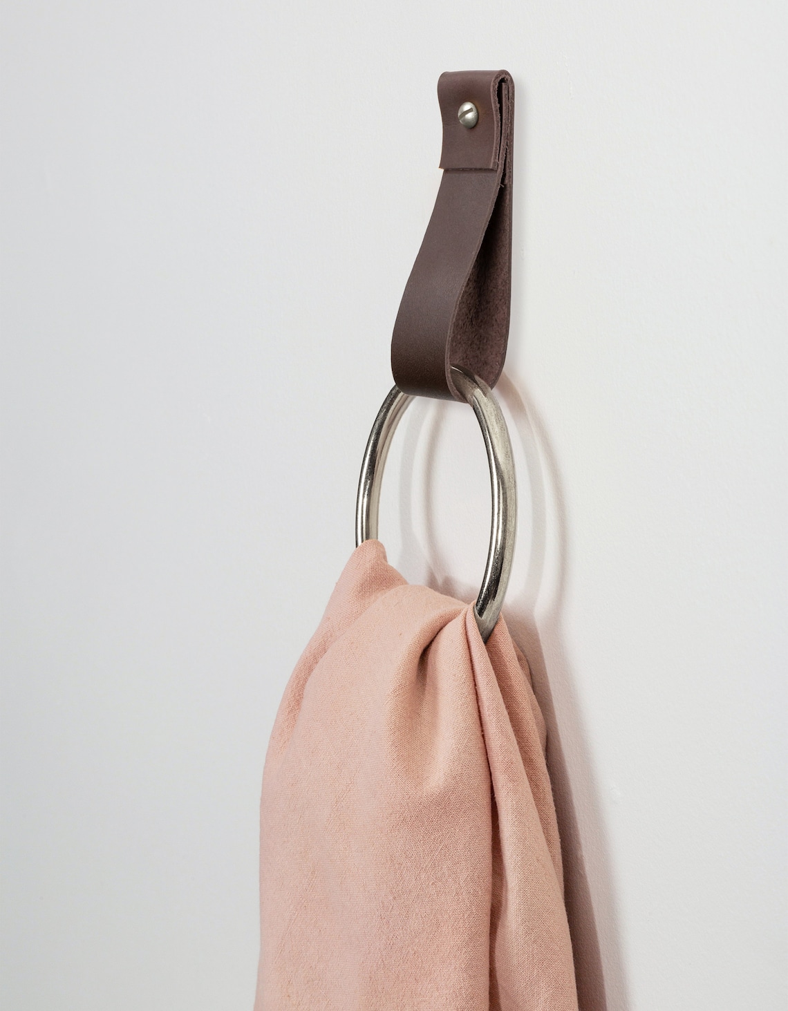 Medium Leather Strap Steel ring wall hook hanging storage | Etsy