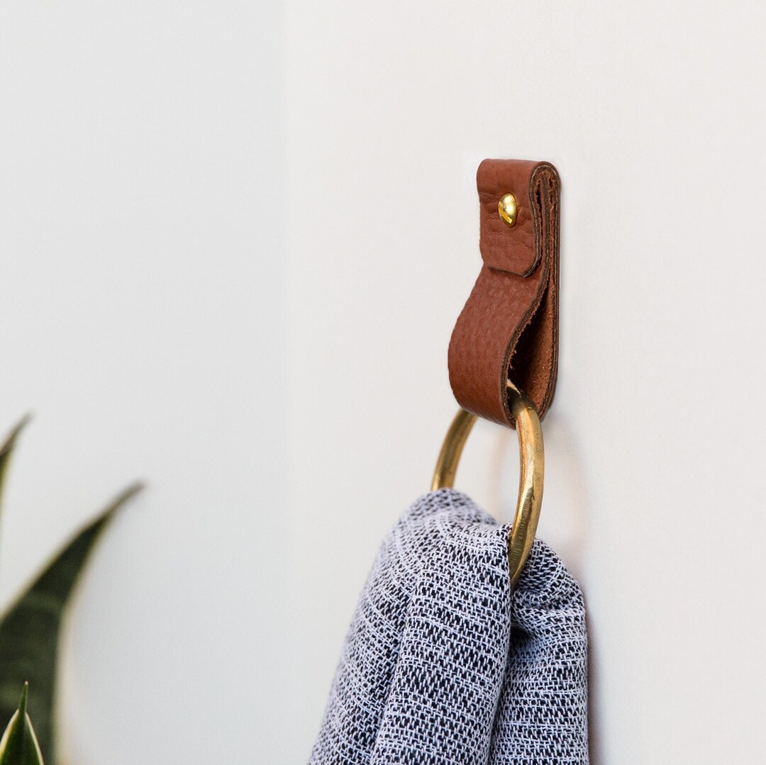 Small Leather Wall Hanging Strap Towel Hook for Wall Leather Loop Strap ...