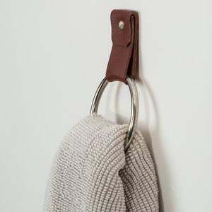 Hand Towel Holder Ring Leather & Brass Small Gold Modern Towel Hook ...