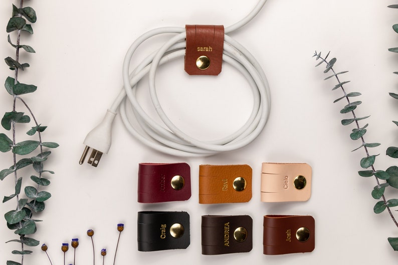 Personalized Leather Large Cord Keeper Cord Organizer for | Etsy