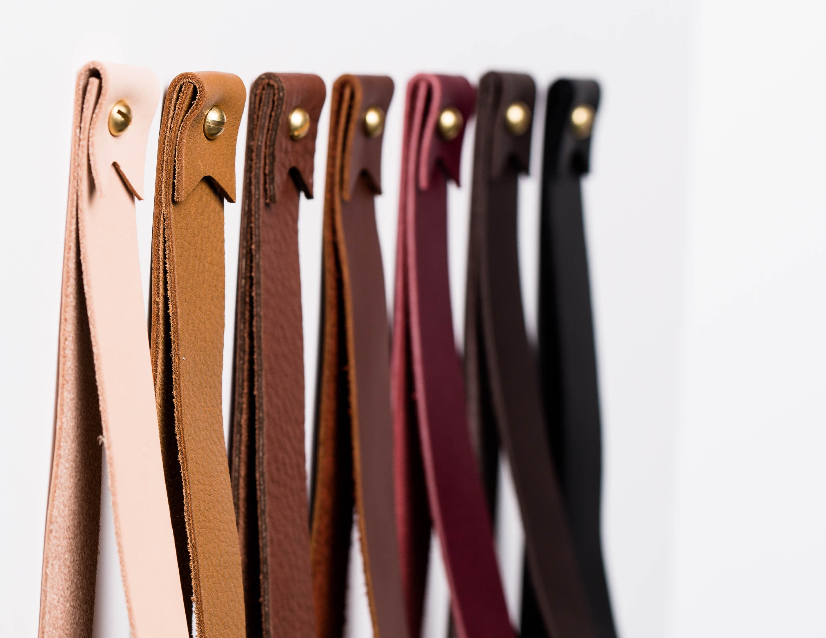 Large minimalist leather display strap hanger for bathroom | Etsy