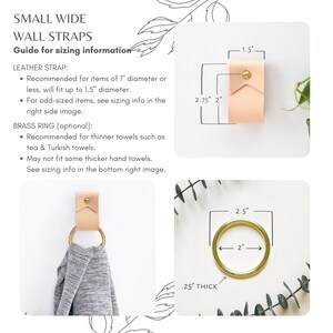 Small wide leather wall hanging strap towel hook for wall | Etsy