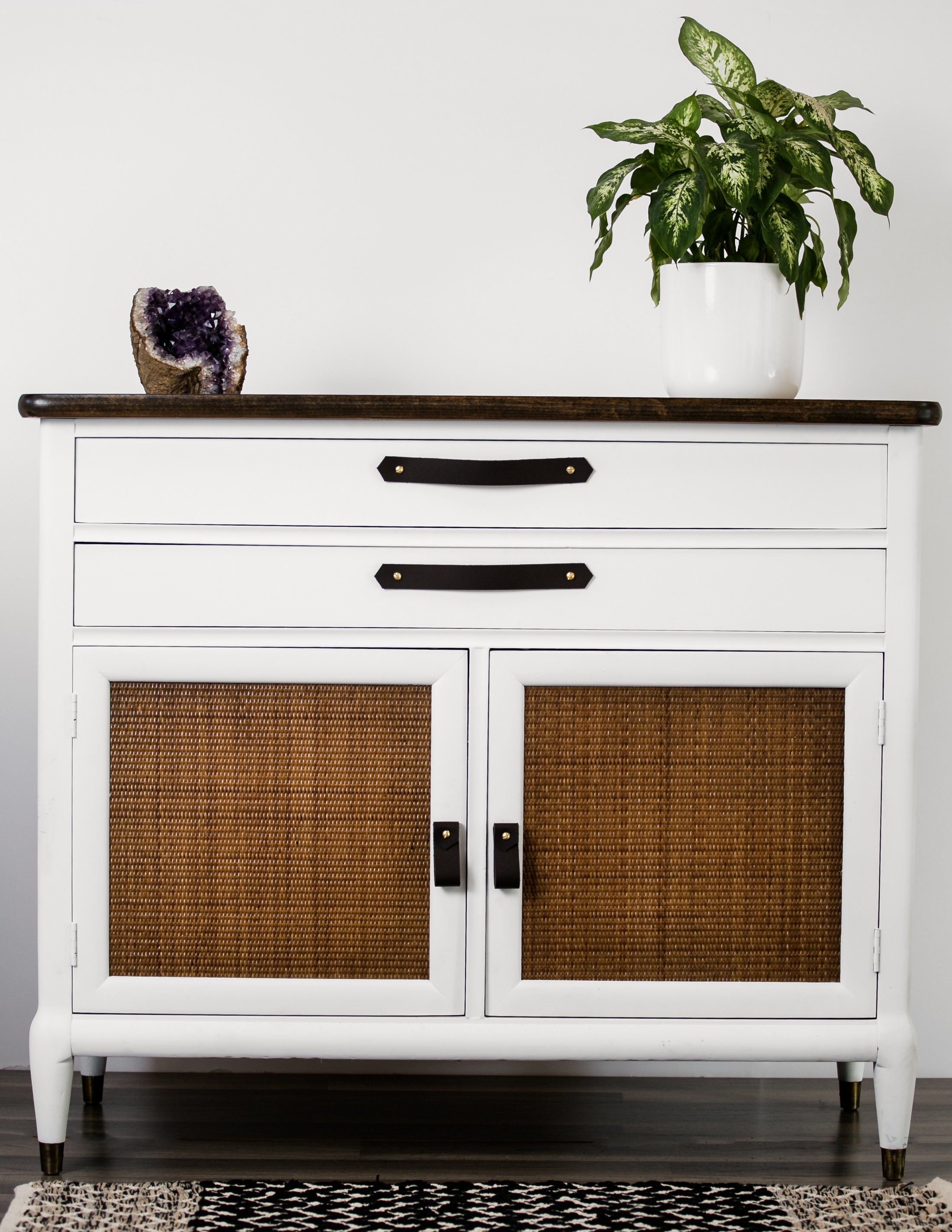 SM Leather Pull V'ed End dresser drawer handle kitchen | Etsy