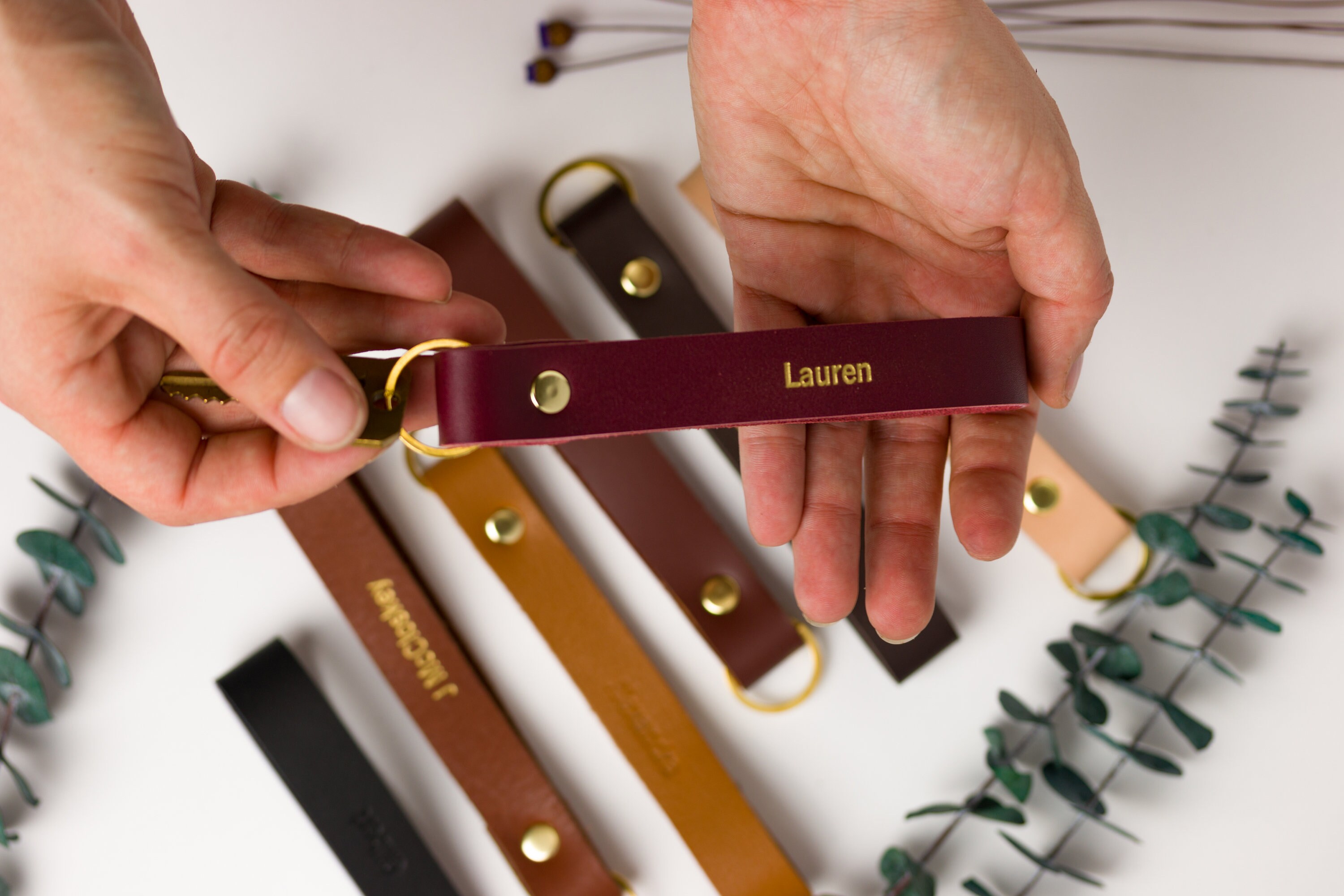 Custom Leather Keychain Wristlet Key Fob for Men Personalized | Etsy