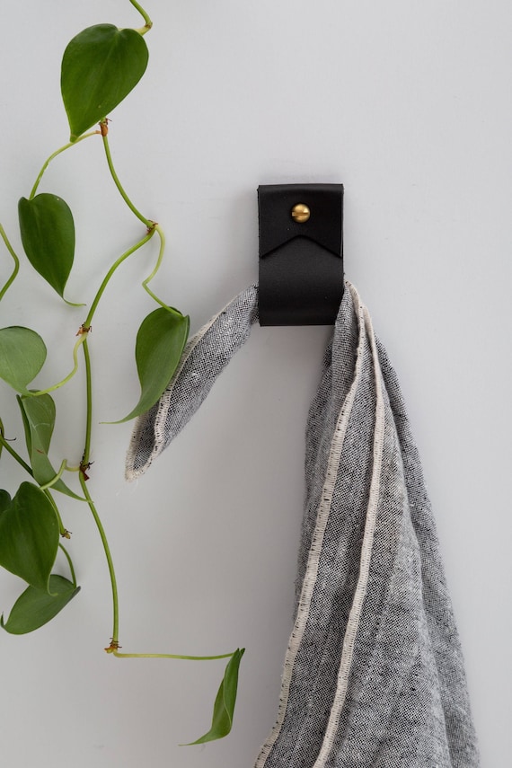 Small Wide Leather Strap Brass Wall Hook Wall Hanging Storage | Etsy