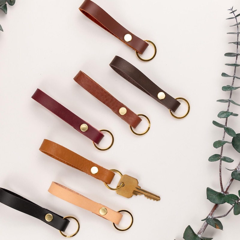 Leather Keychain - Etsy