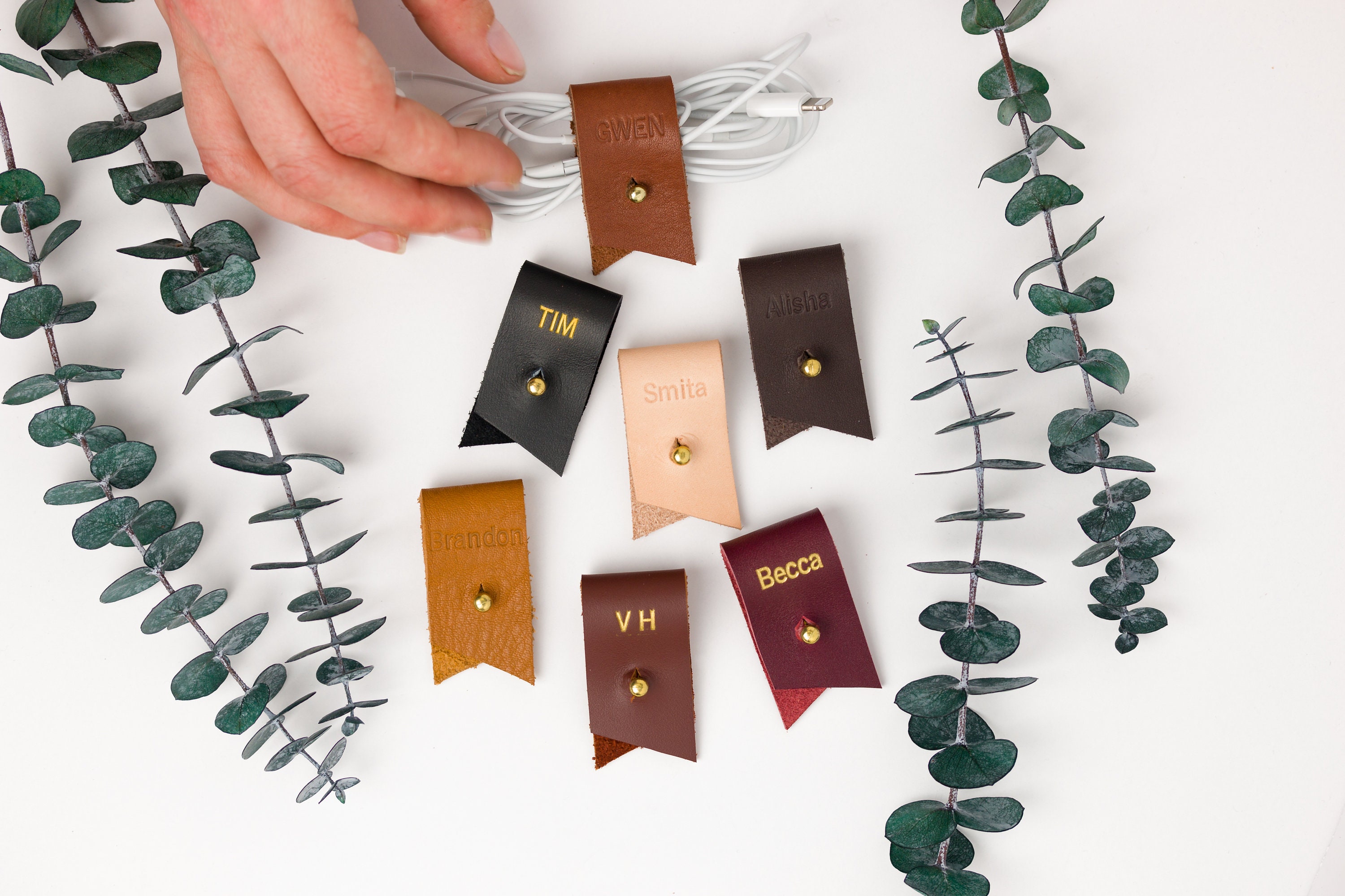 Customizable Leather Cord Keeper Earbud Holder Personalized 3 - Etsy