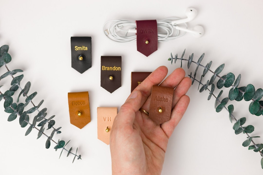 Personalized Earbud Keeper Personalized Leather Cord Organizer Birthday ...