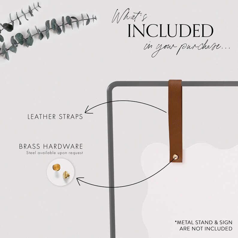 Custom Leather Signage Straps for Boho Chic Wedding Signage Stand ...