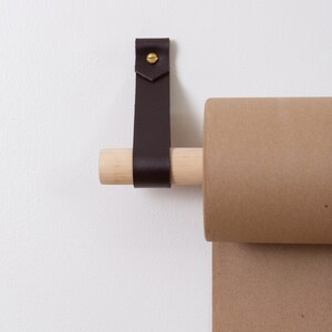 Kraft Paper Message Board Dispenser Wood & Leather Wall Hanging Grocery ...