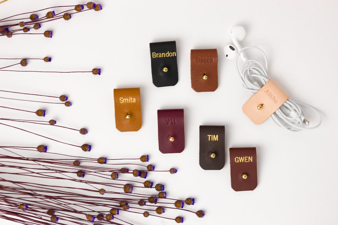 Leather Earbud Keeper Personalized Birthday Gift for 3rd Anniversary ...