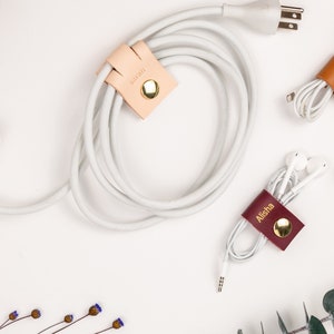 Flat End Leather Cord Holder SET of 3 [2 Small 1 Large] - Personalized ...