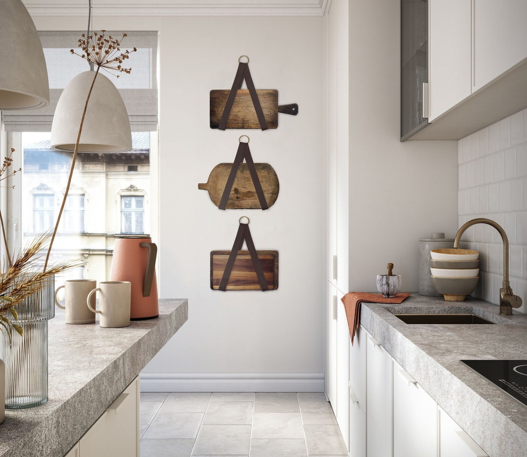 Leather Hanging Display Holder for Kitchen Cutting Board Charcuterie ...