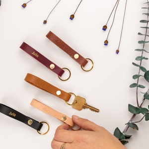 Personalized Leather Looped Key Fob Keychain for Women Gifts for Her ...