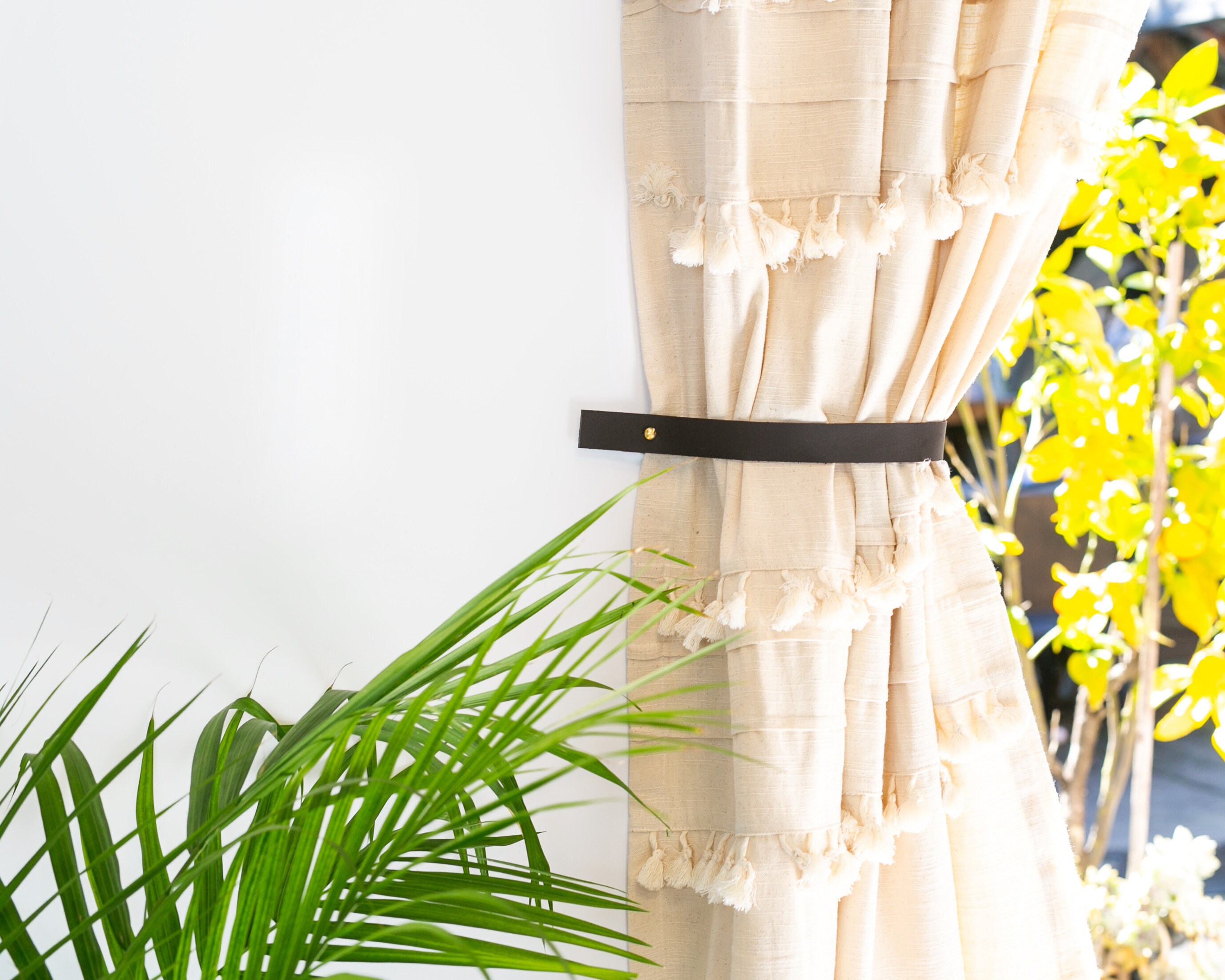 Leather Tieback Flat End Minimal Leather Hold Back Modern | Etsy