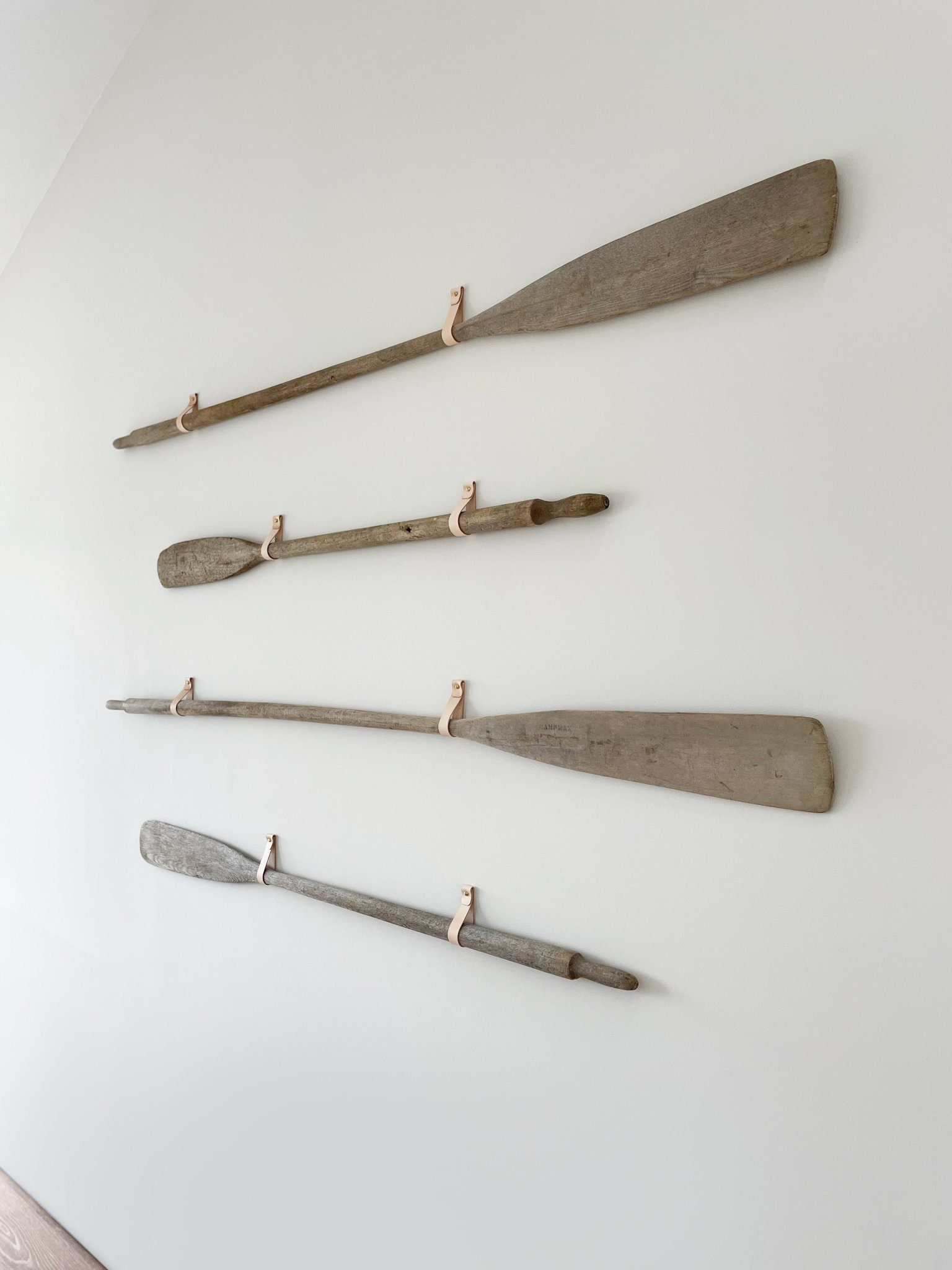 Leather Hanging Oar Wall Decor Horizontal Boat Paddle Display Strap ...