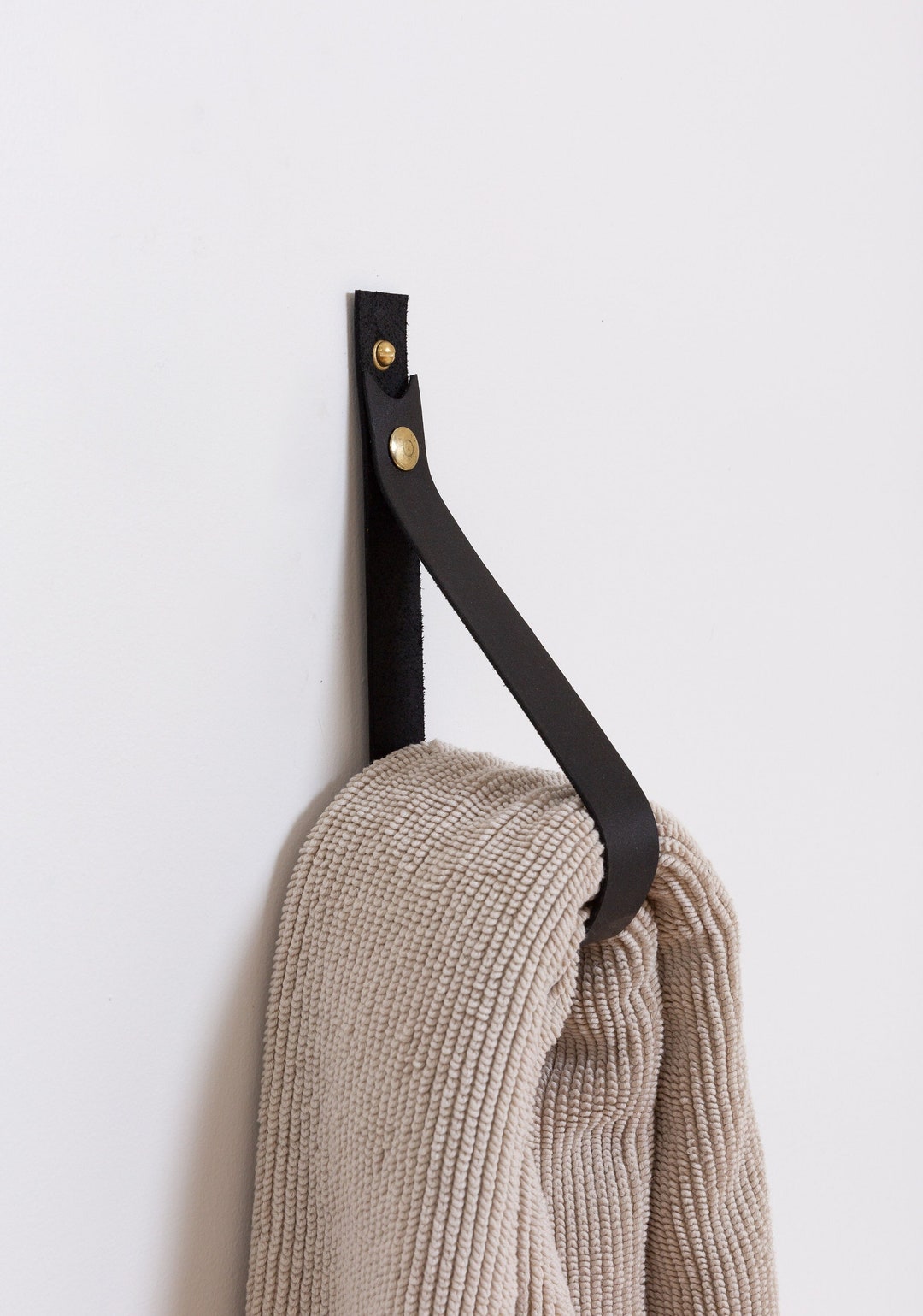 Leather Bath Towel Hanger Snapping Wall Loop Hook Snap Closure Modern ...