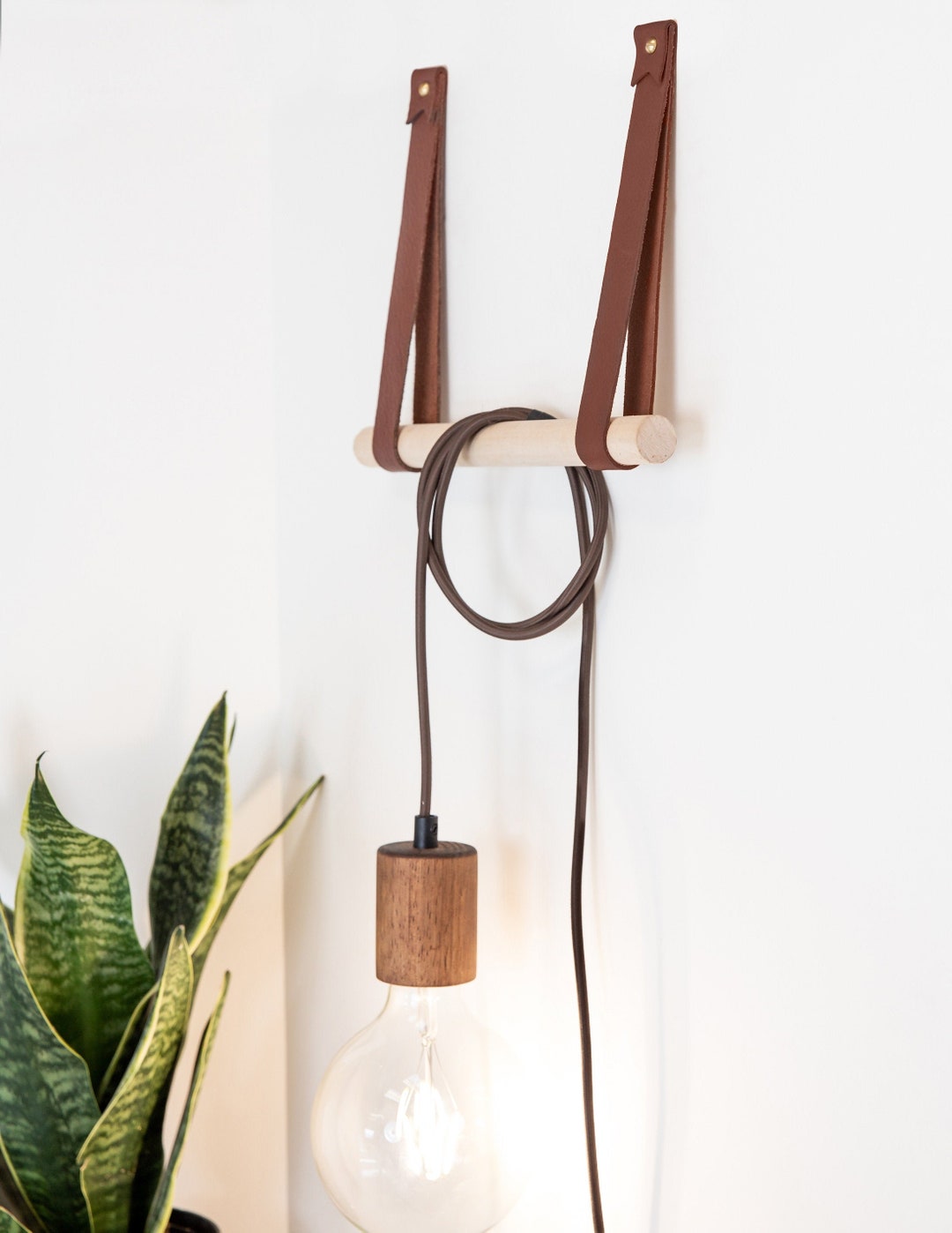 Large Minimalist Leather Display Strap Hanger for Bathroom Towel Holder ...