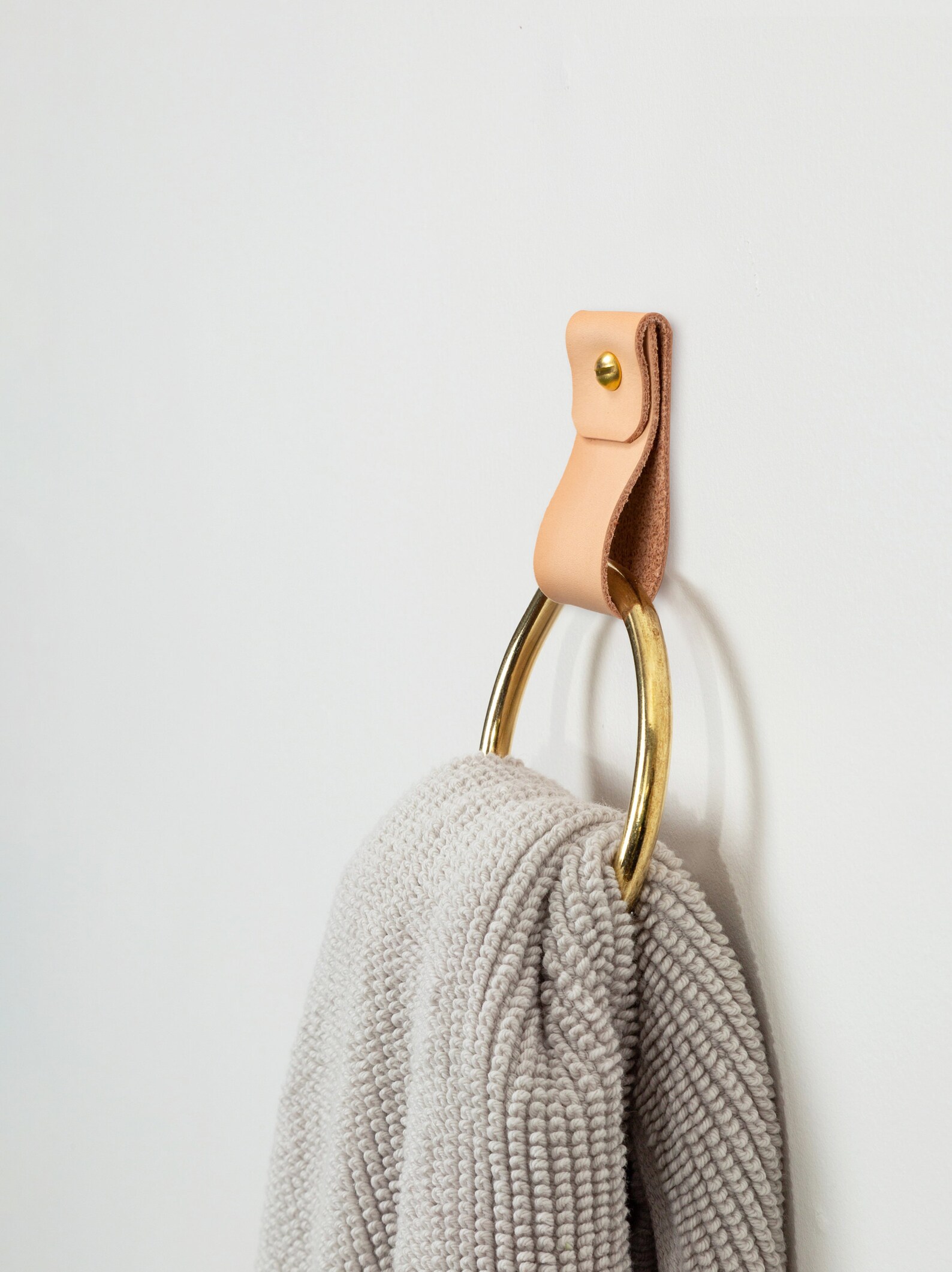 Small Minimalist Leather Strap Hanger for Bath Towel Holder Leather ...
