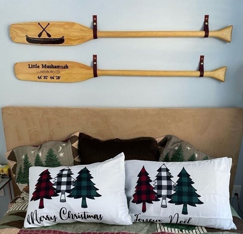 Leather Hanging Oar Wall Decor Horizontal Boat Paddle Display | Etsy