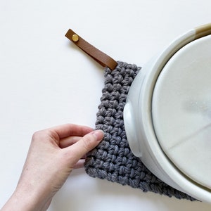 Thick Cotton Trivet W/ Sustainable Hanging Leather Loop Display Worthy ...