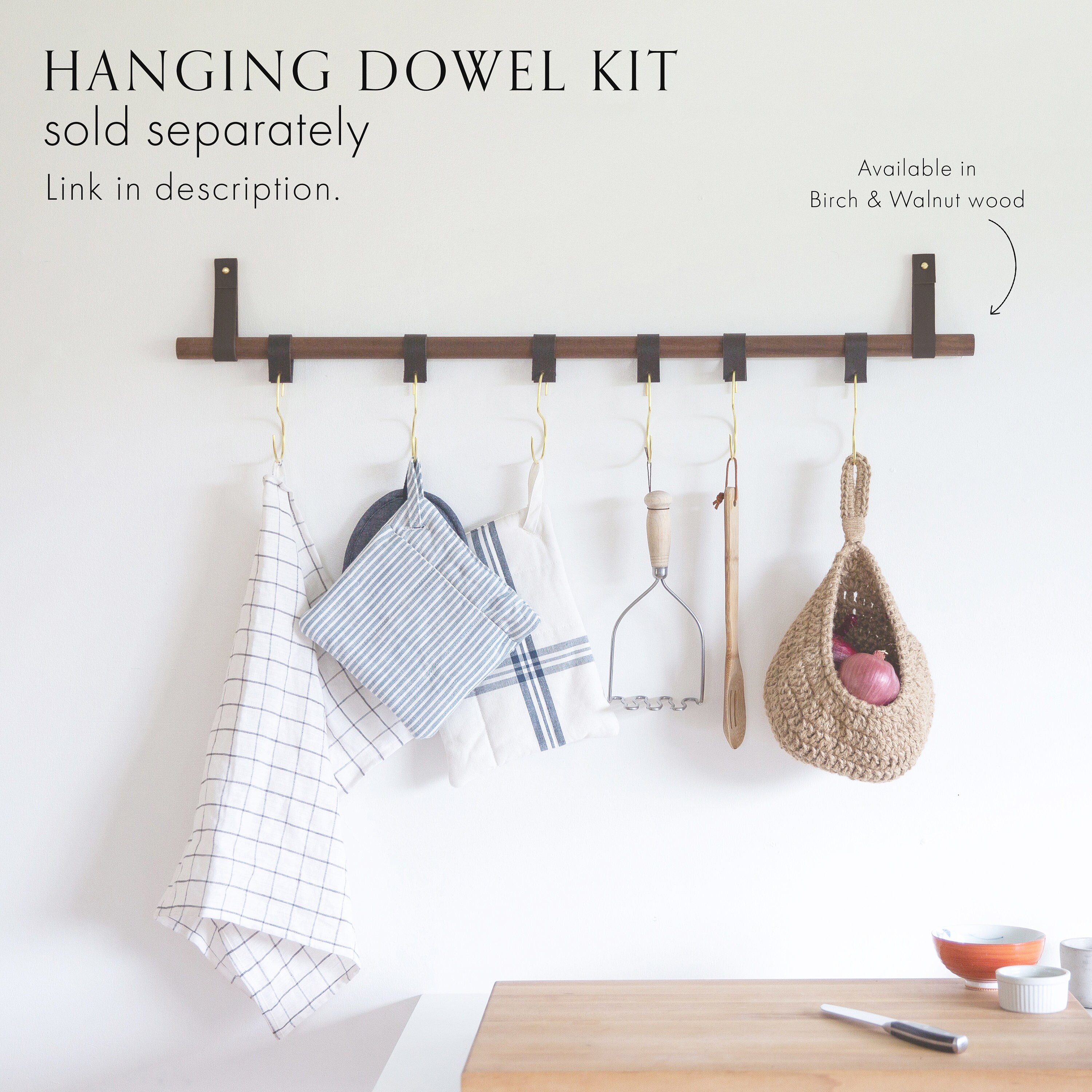 3 PACK - Leather Loop With Metal Hooks Decorative Loop Over Utensil ...