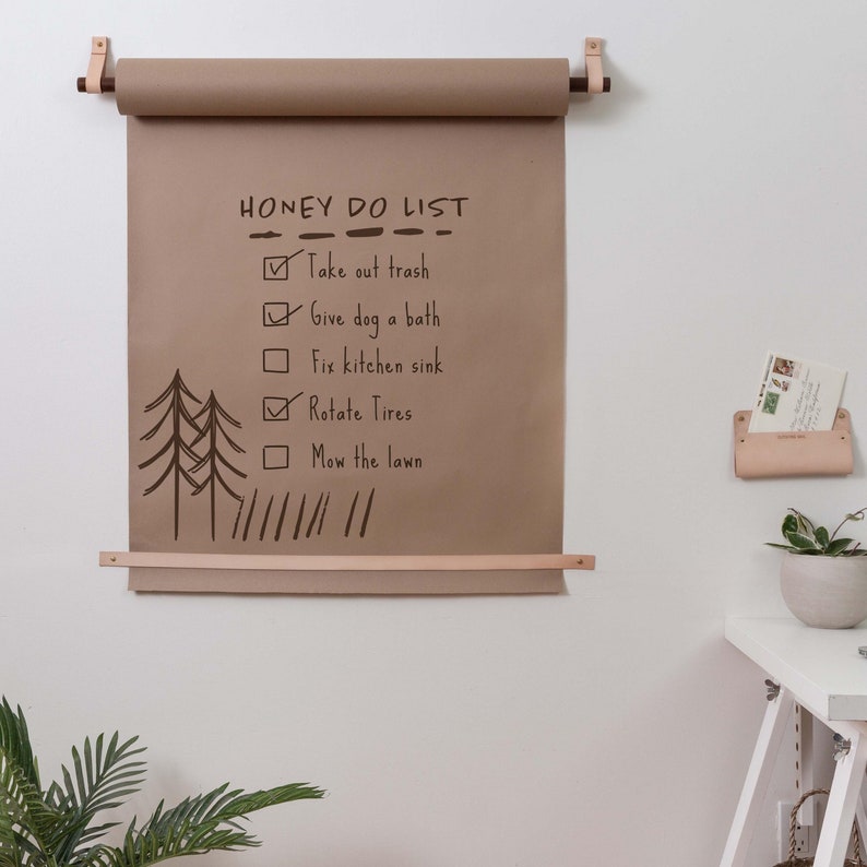 Wall Mounted Paper Roll Holder Studio Kraft Paper Hanger W/ Leather ...