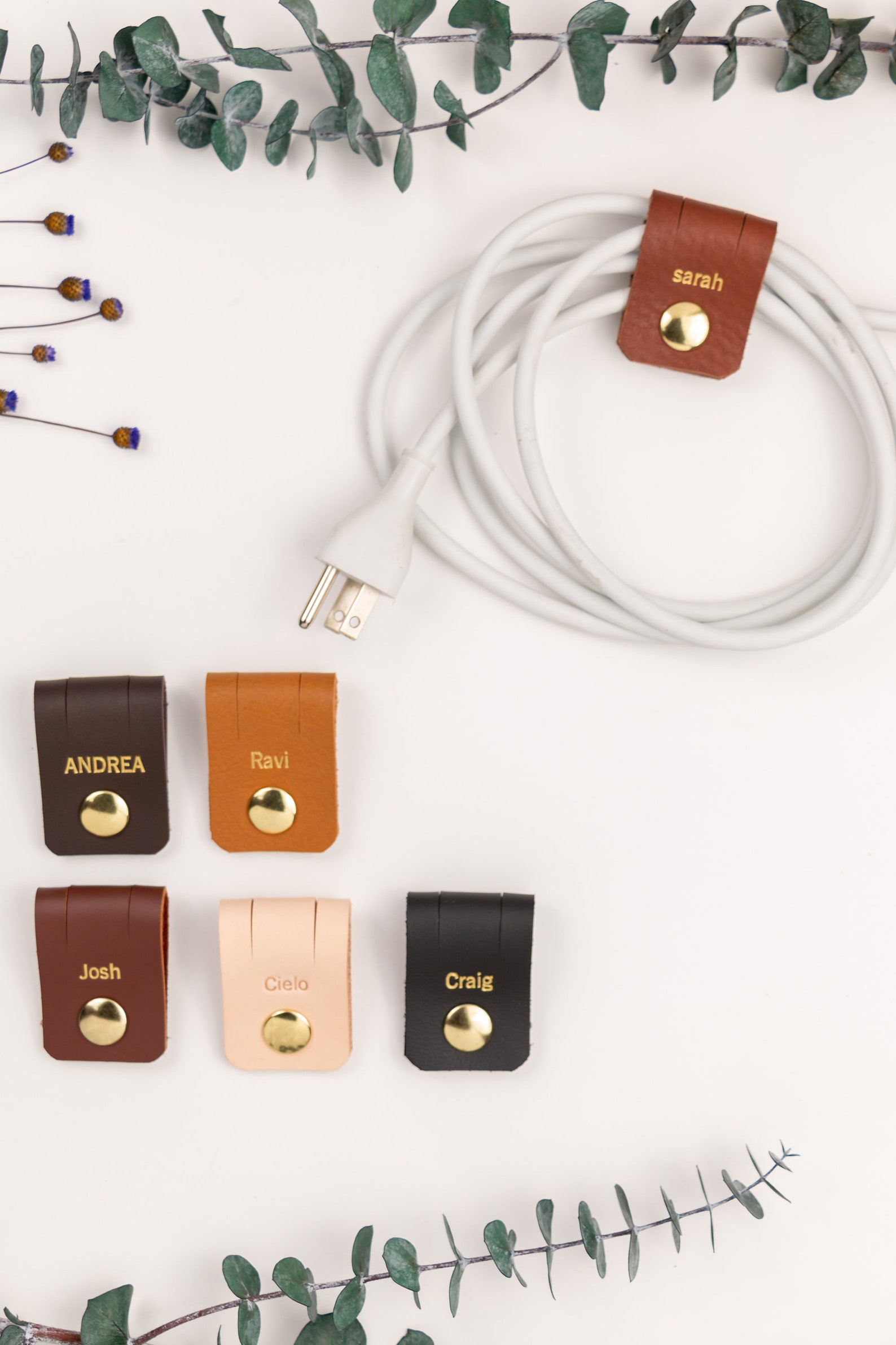 Personalized Leather Large Cord Keeper Cord Organizer for Laptop Cord ...