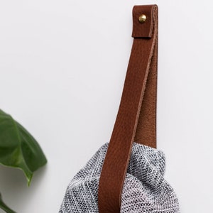Large Flat End - Leather Display Strap Hanger for Bathroom Towel Holder ...