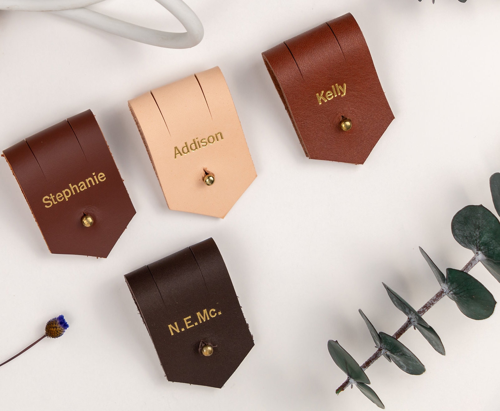 Personalized leather cord organizer cord keeper earbud holder | Etsy