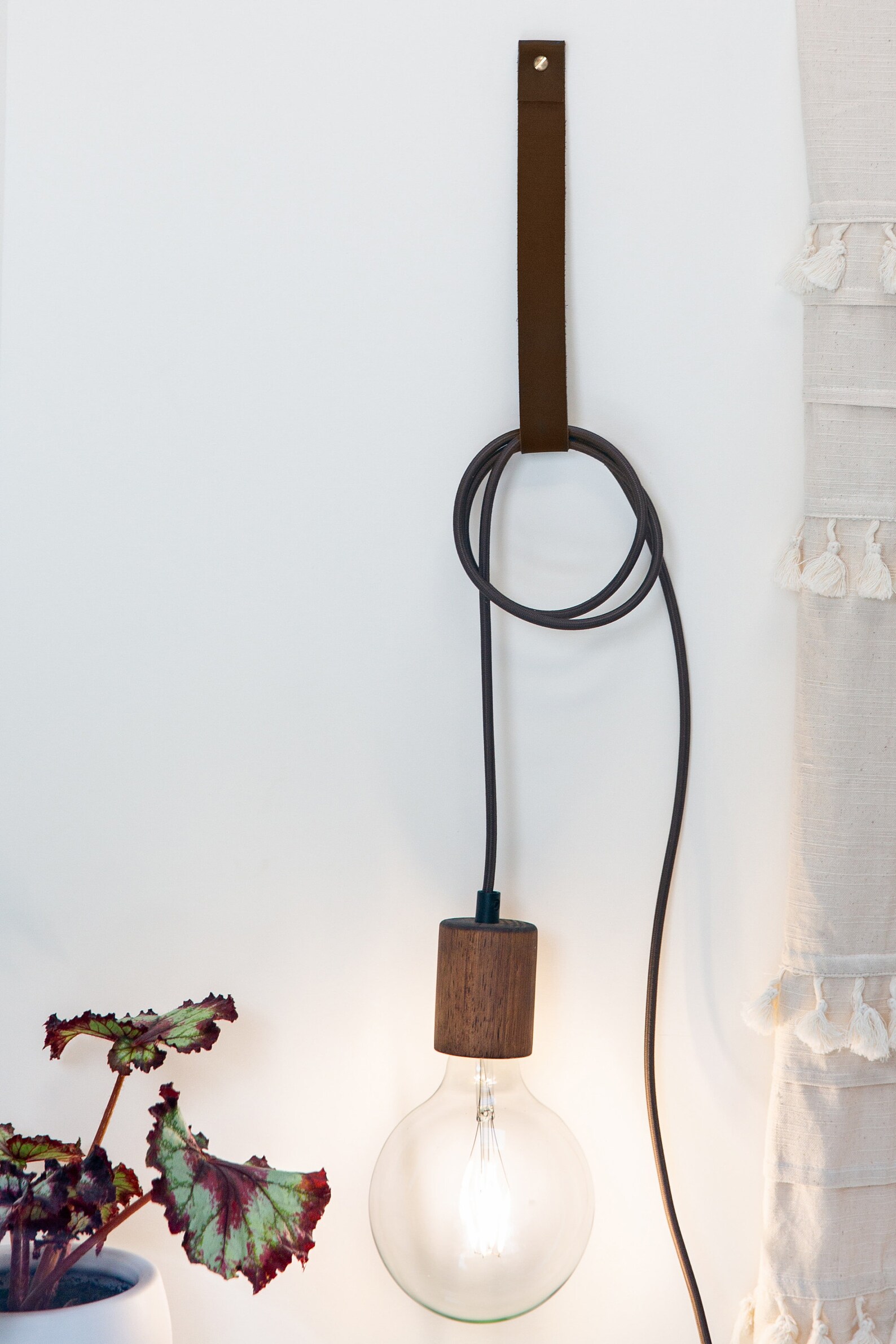 Large Flat End - Leather Display Strap Hanger for Bathroom Towel Holder ...