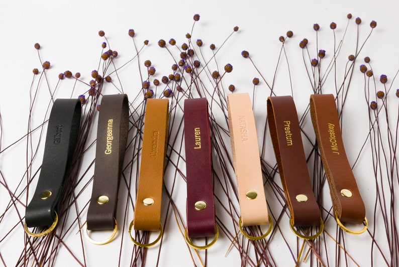 Custom Leather Keychain Wristlet Key Fob for Men Personalized | Etsy