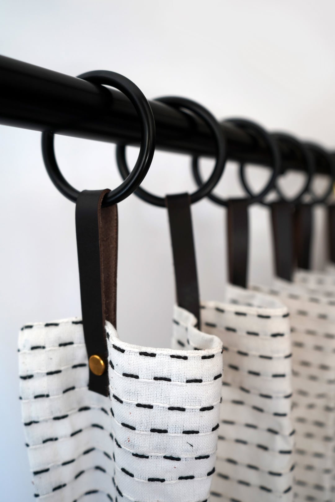 Metal Curtain Rod Rings With Leather Loops - Extend & Lengthen Curtains ...